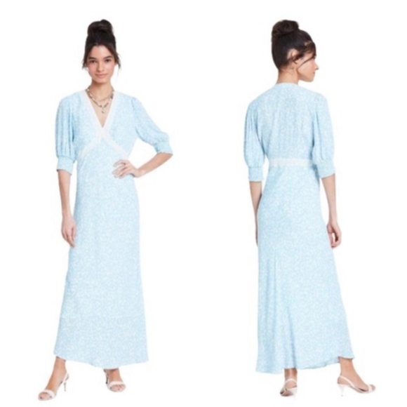 RIXO | Dresses | Rixo X Target Nwt Light Blue Floral Lace Puff Sleeve ...